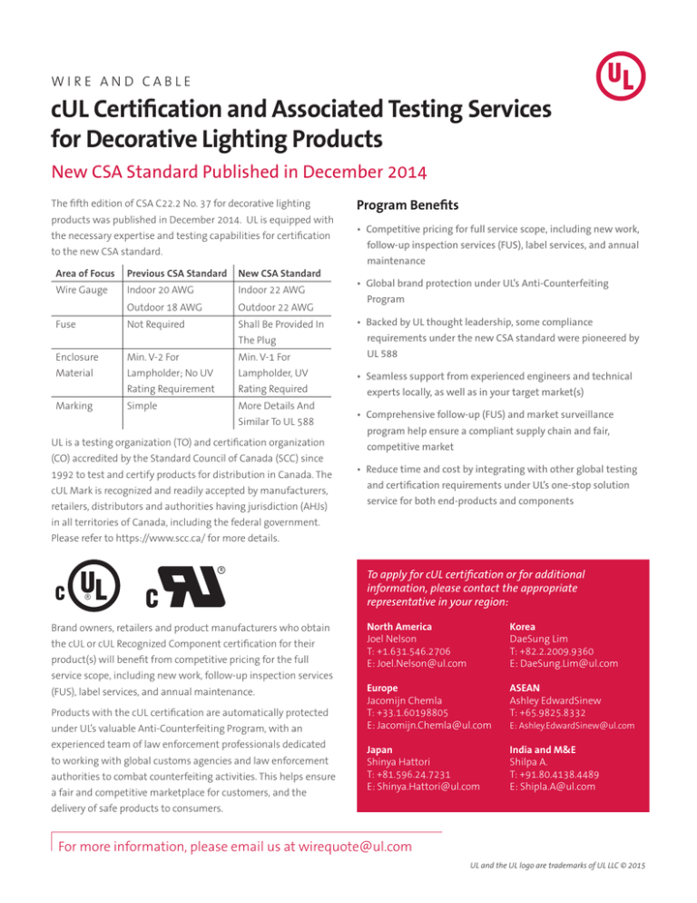 cUL Certification and Associated Testing Services for