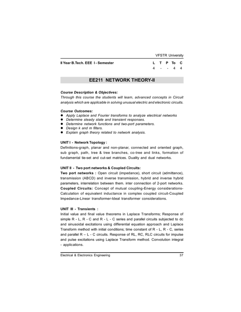 EE211 Network Theory-II Course Syllabus - VFSTR University
