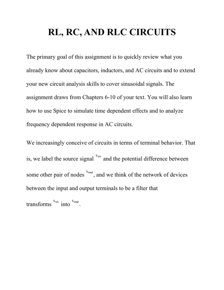 RL, RC, RLC Circuits Lab: Analysis & Simulation