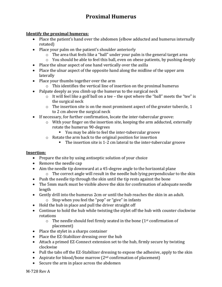 Proximal Humerus EZ-IO Placement