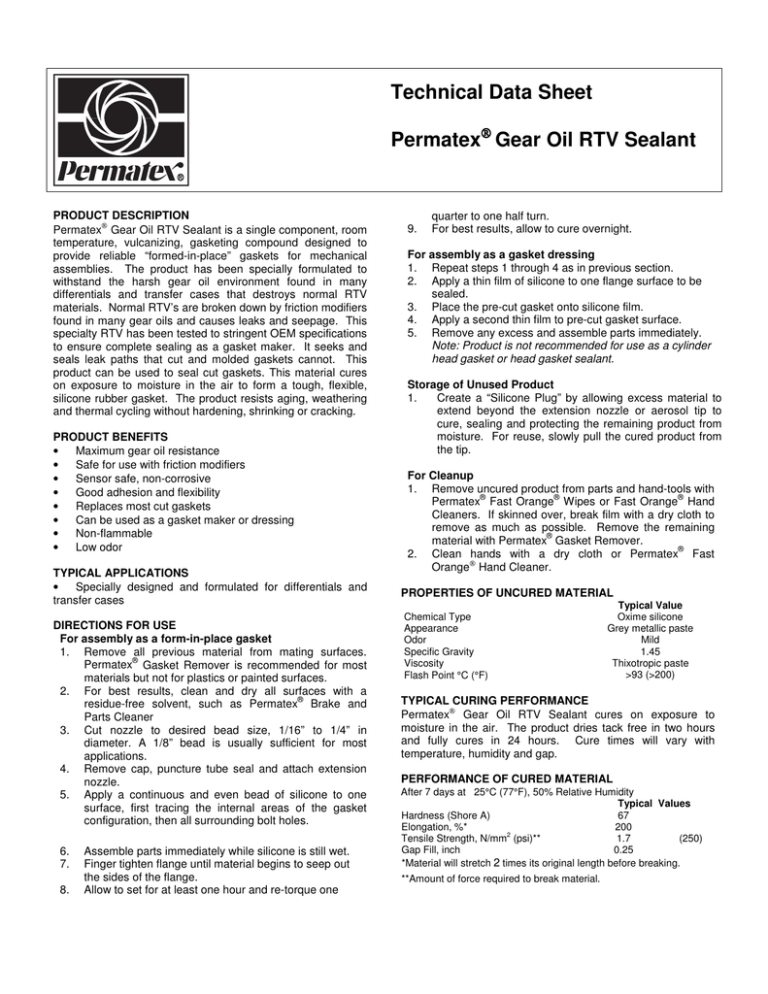 Technical Data Sheet Permatex