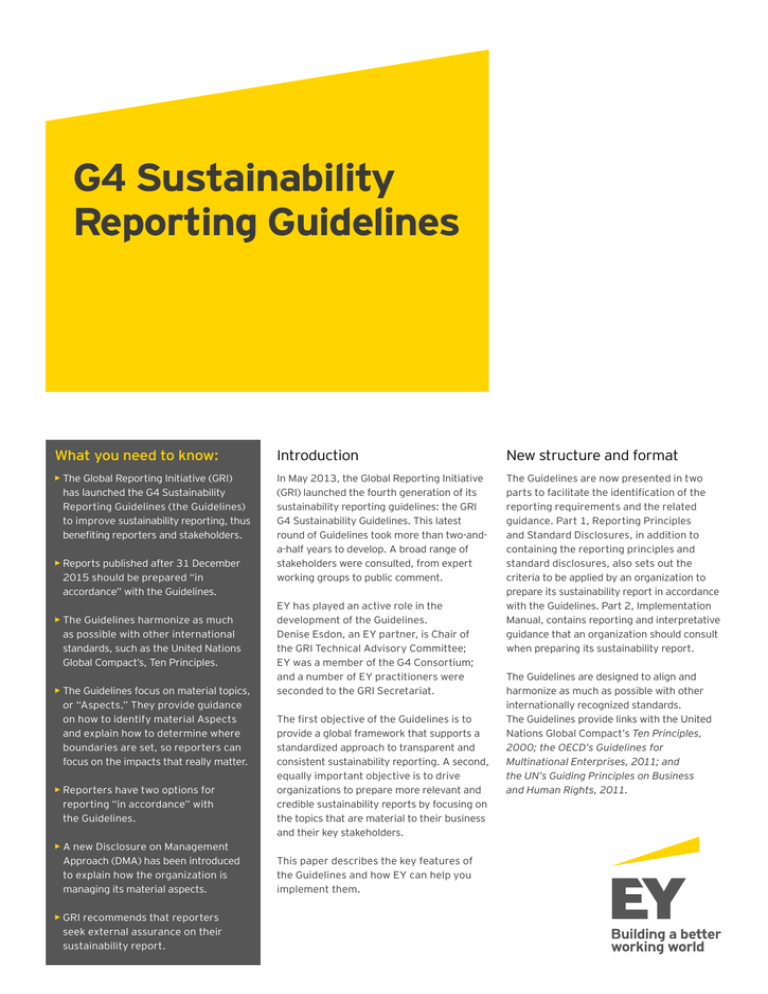 G4 Sustainability Reporting Guidelines