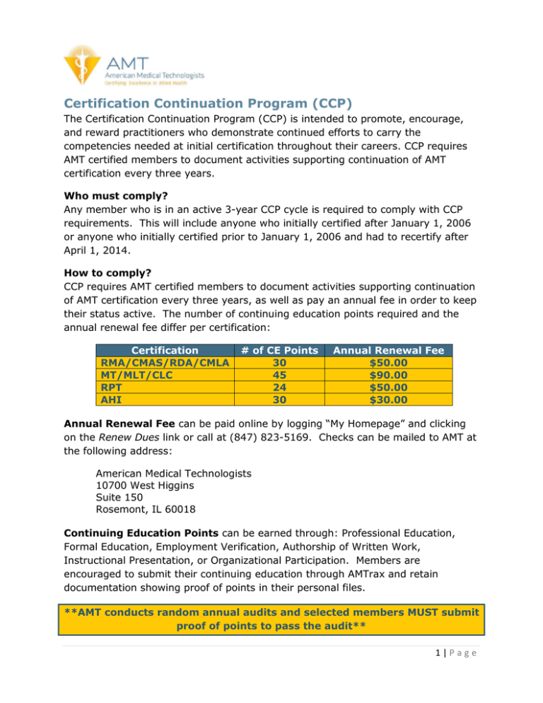 Certification Continuation Program (CCP)