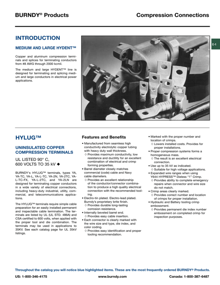 BURNDY® Products Compression Connections INTRODUCTION