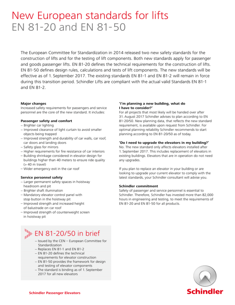 EN 81-20 & EN 81-50: New European Lift Standards Explained