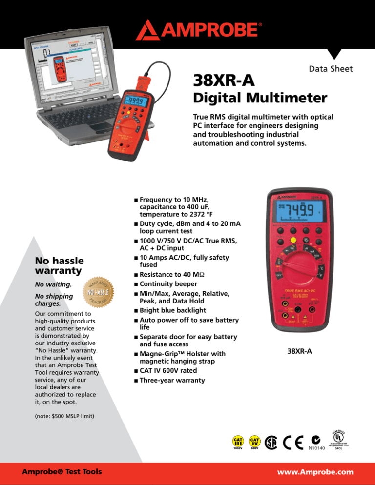 38XR-A Digital Multimeter Data Sheet