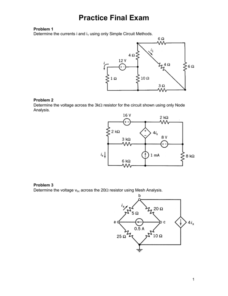 Practice Final Exam 1