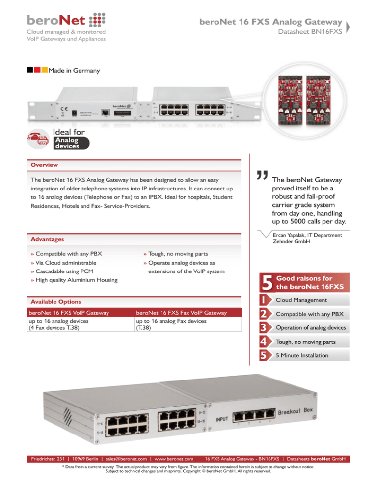 beroNet 16 FXS Gateway