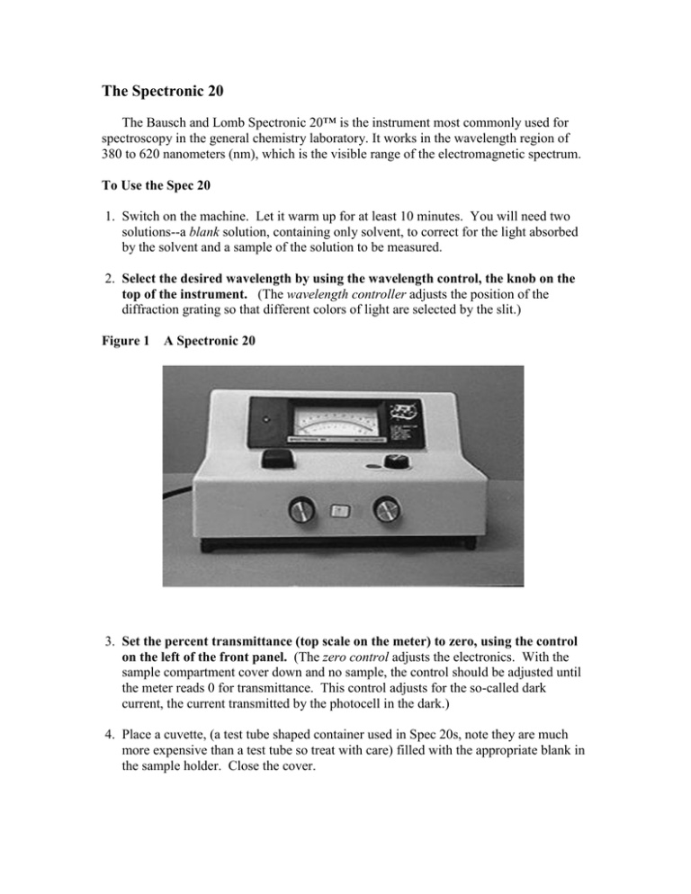 Spectronic 20: A User's Guide to Spectroscopy