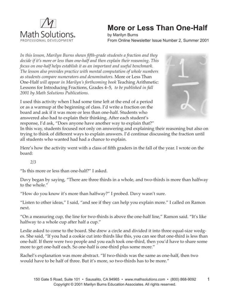 More or Less Than One-Half