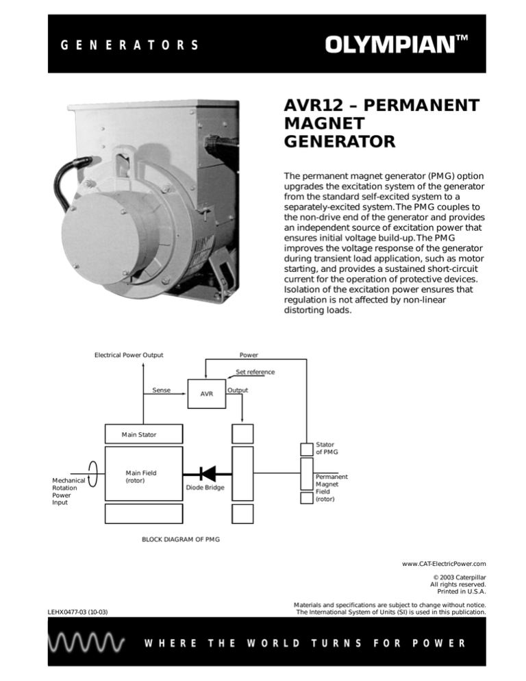 AVR12 Permanent Magnet Generator Datasheet | Caterpillar