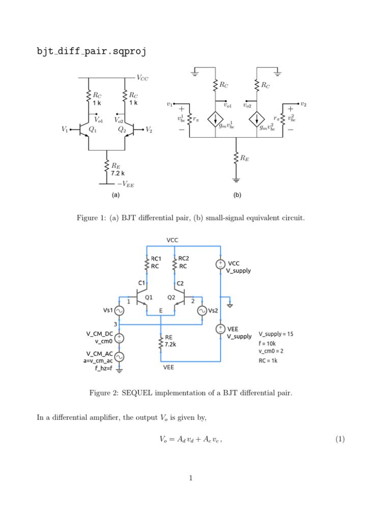 BJT Differential Pair Exercises & Small-Signal Analysis