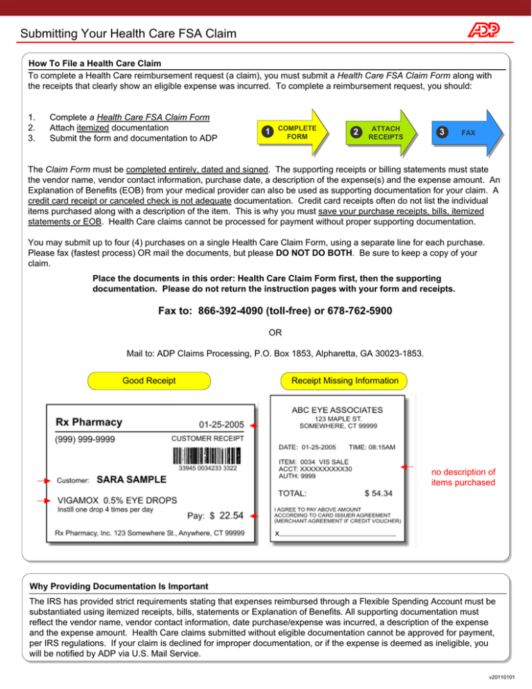 Submitting Your Health Care FSA Claim... form