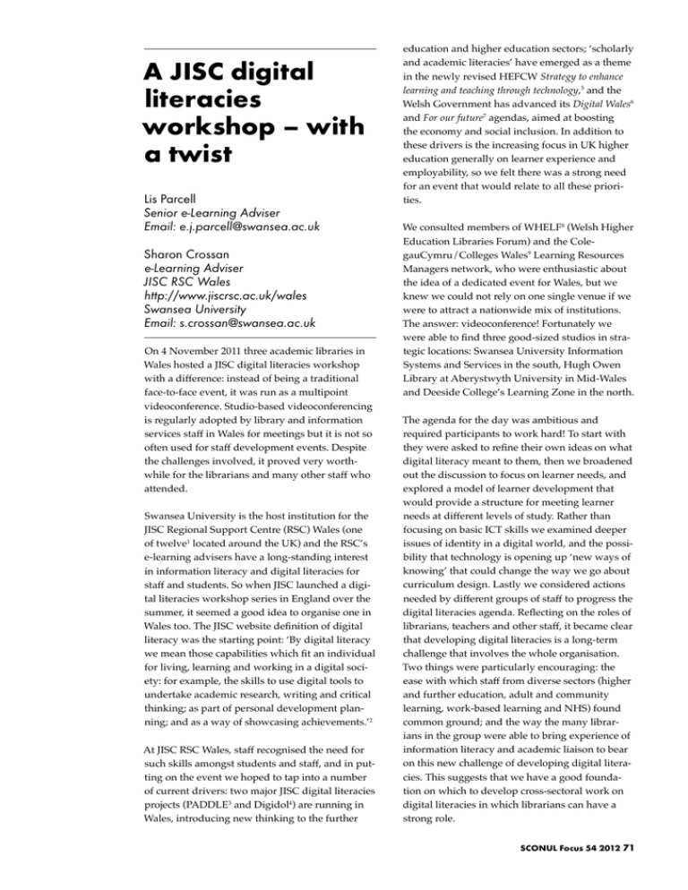 JISC Digital Literacies Workshop Report: Wales Videoconference