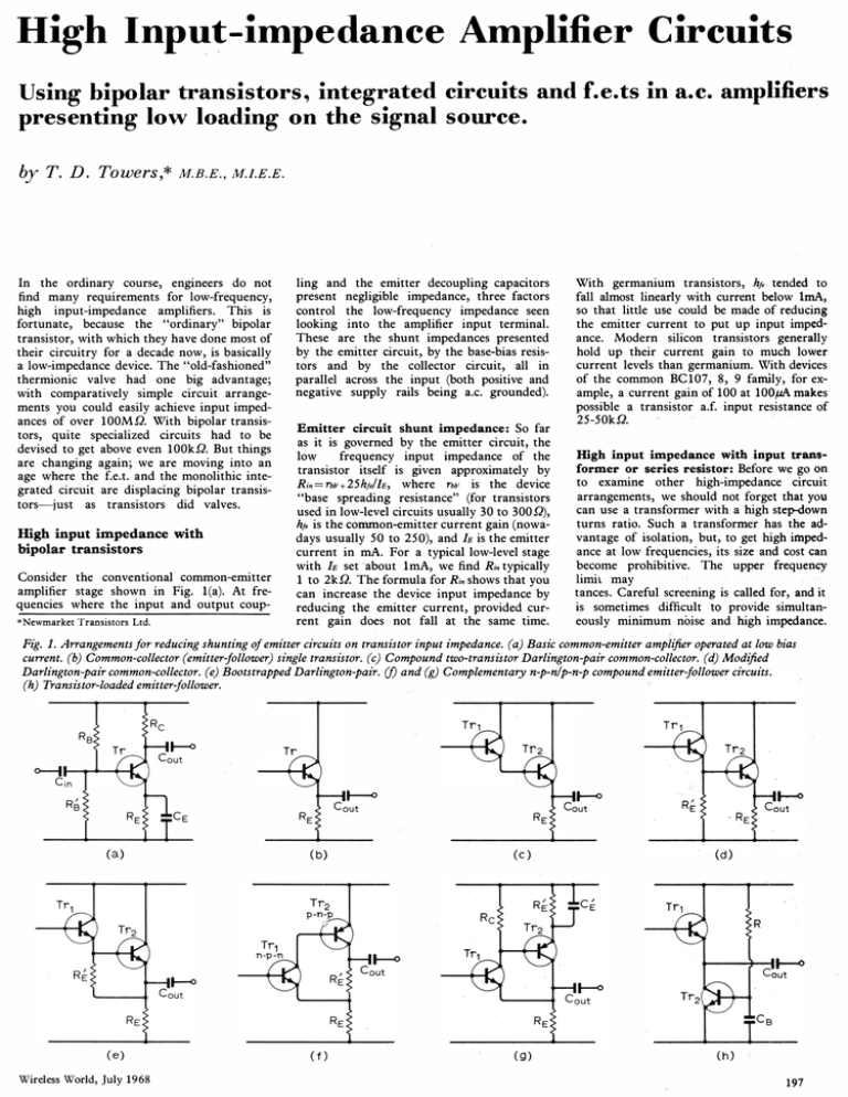 High Input-Impedance Amplifier Circuits