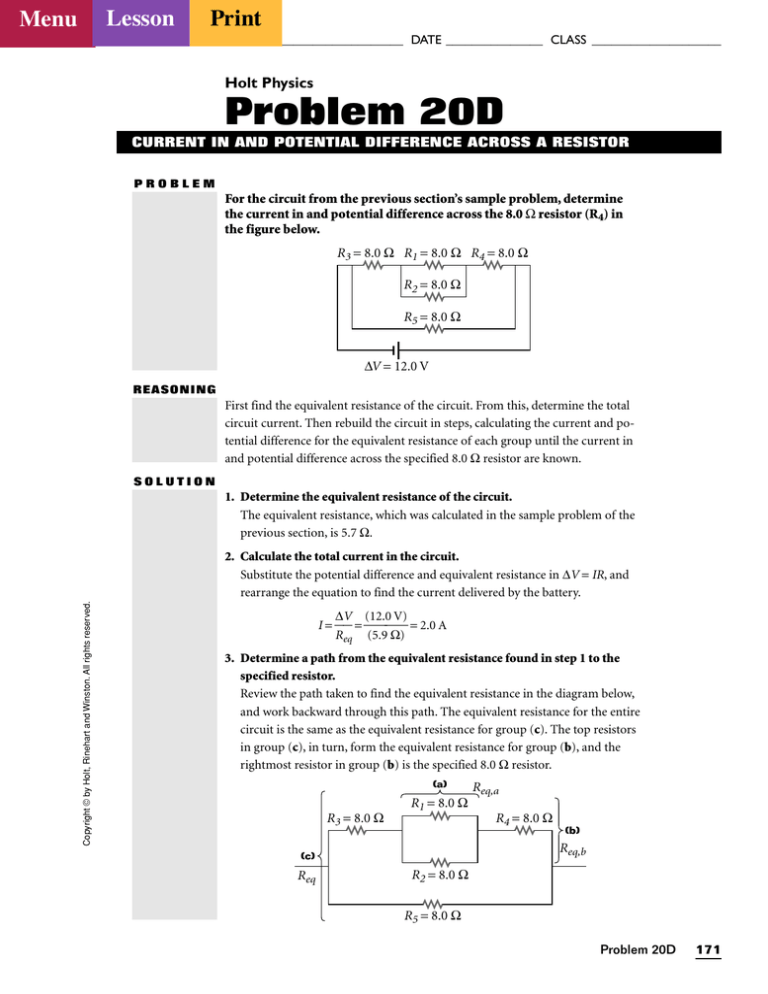 Current & Potential Difference: Resistor Circuit Problems