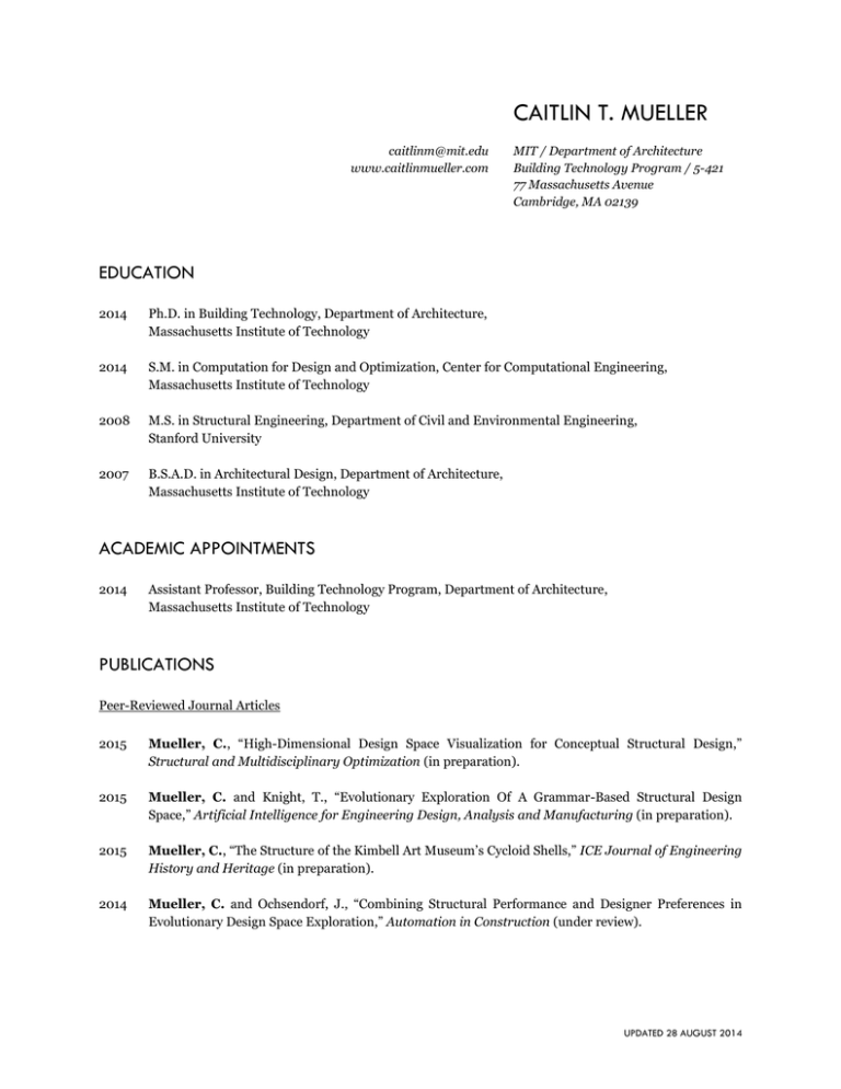 Caitlin T. Mueller CV - Building Technology & Structural Design