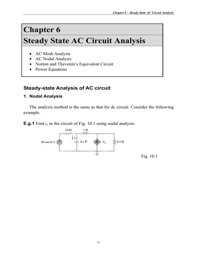 Chapter 6 Steady State AC Circuit Analysis Chapter 6 Steady State AC Circuit Analysis