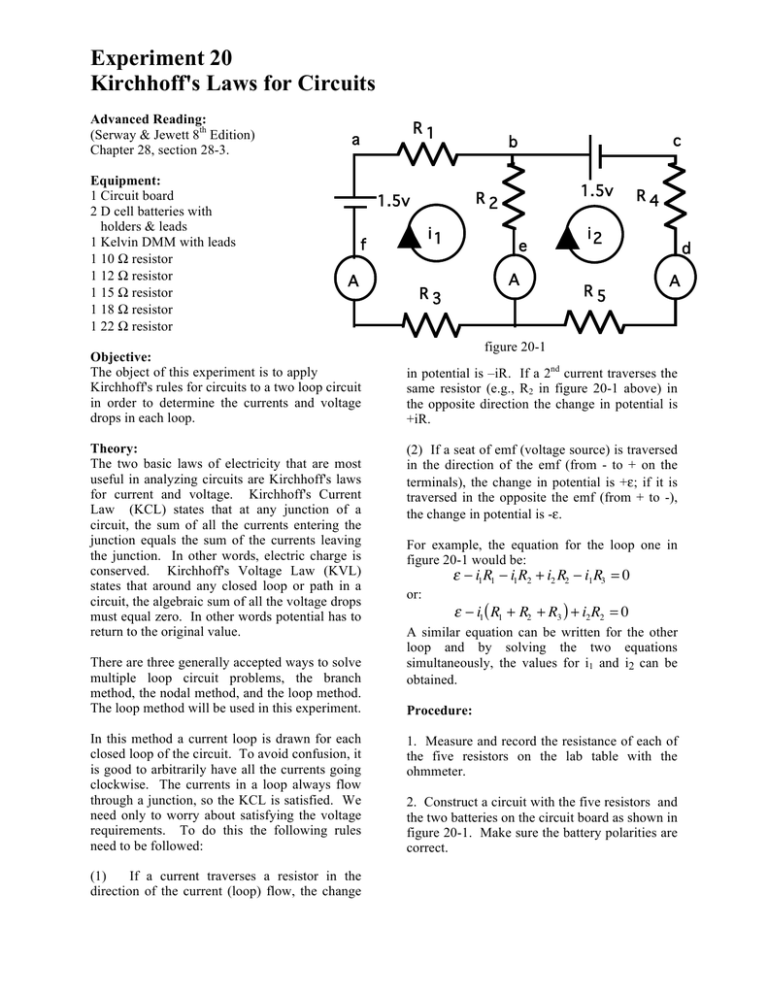 Kirchhoff's Laws Circuit Experiment