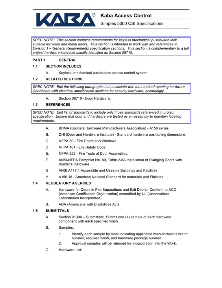 Simplex 5000 CSI Specifications