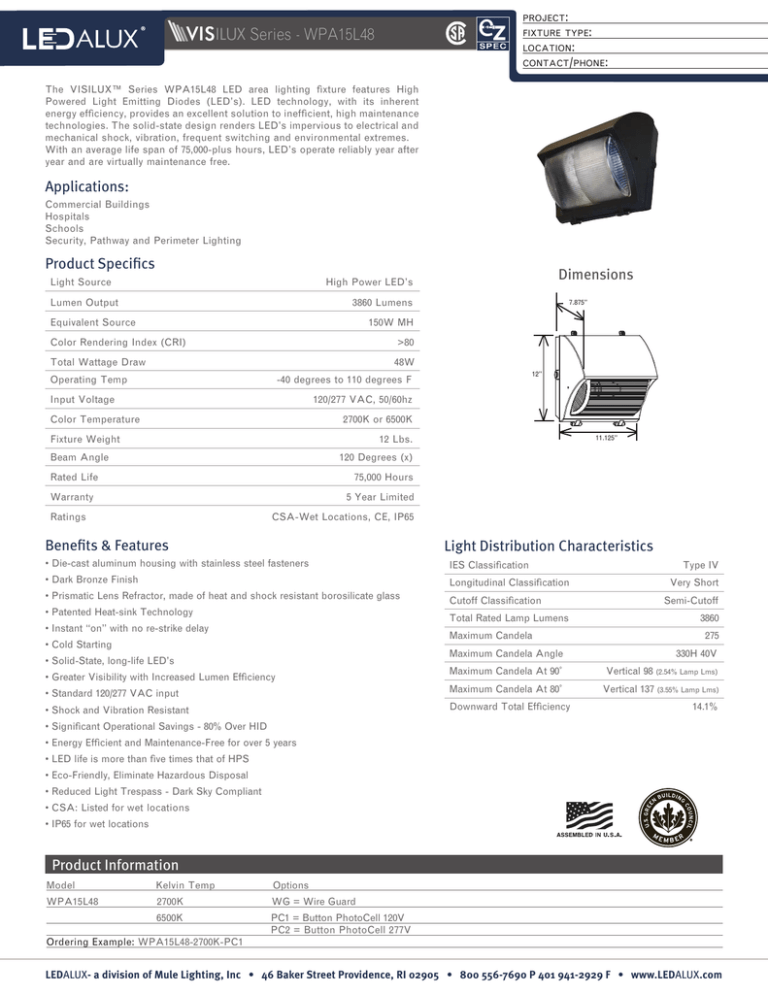 VISILUX Series - WPA15L48 VISILUX