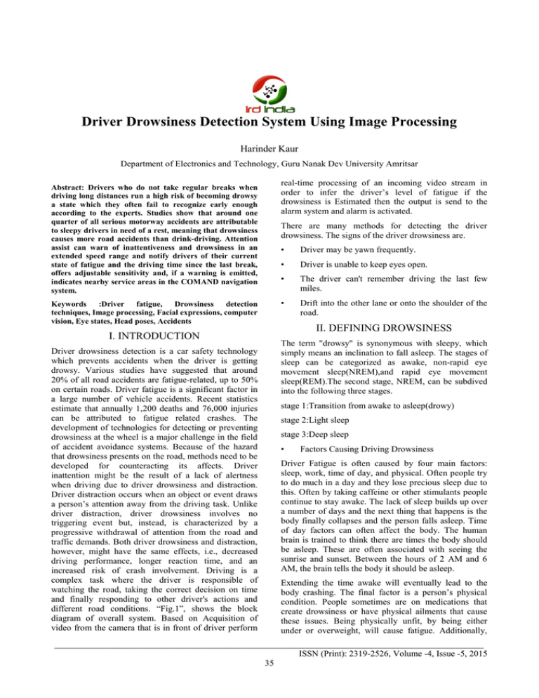Driver Drowsiness Detection System Using Image