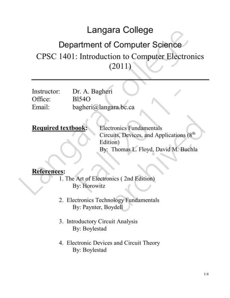 Course Outline Langara College 