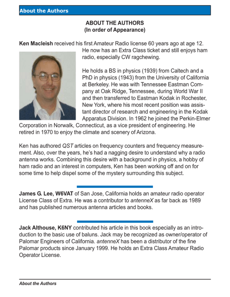 About the Authors: Antenna Technology & Ham Radio