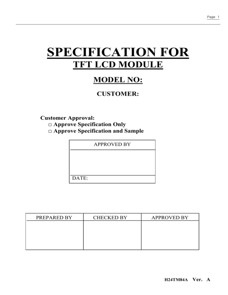 TFT LCD Module Specification - H24TM84A