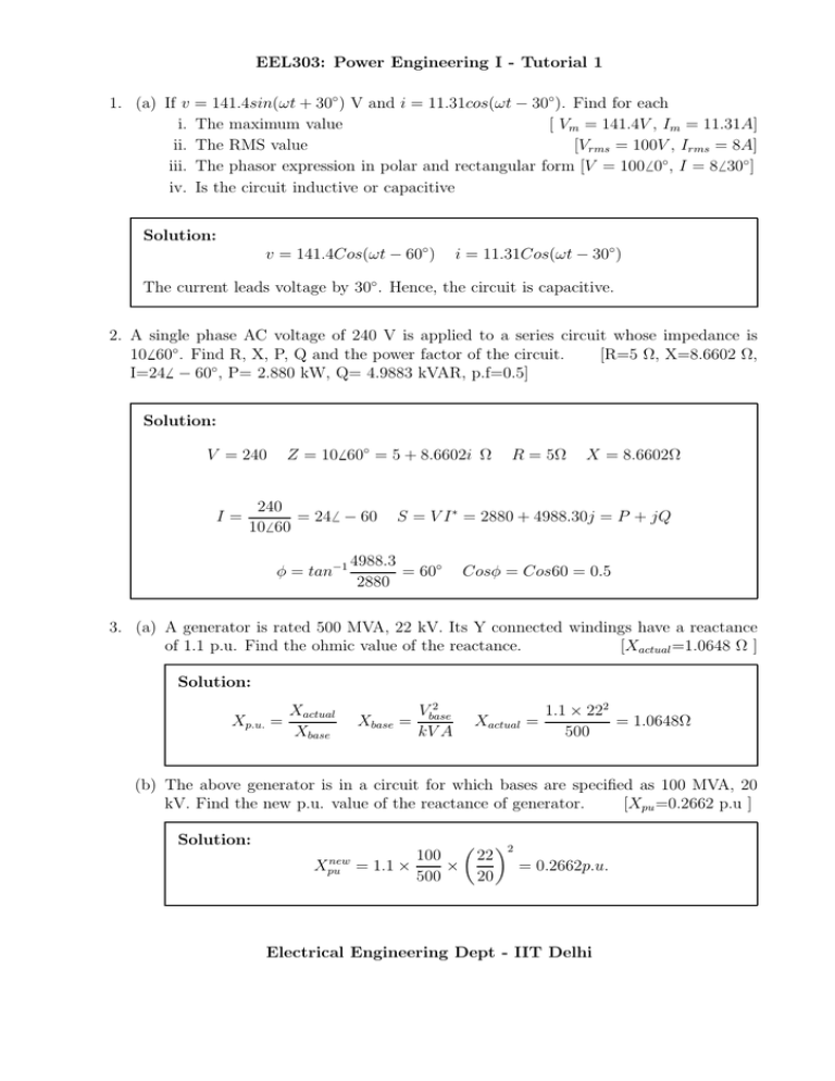 Power Engineering Tutorial: AC Circuits & Per-Unit Calculations