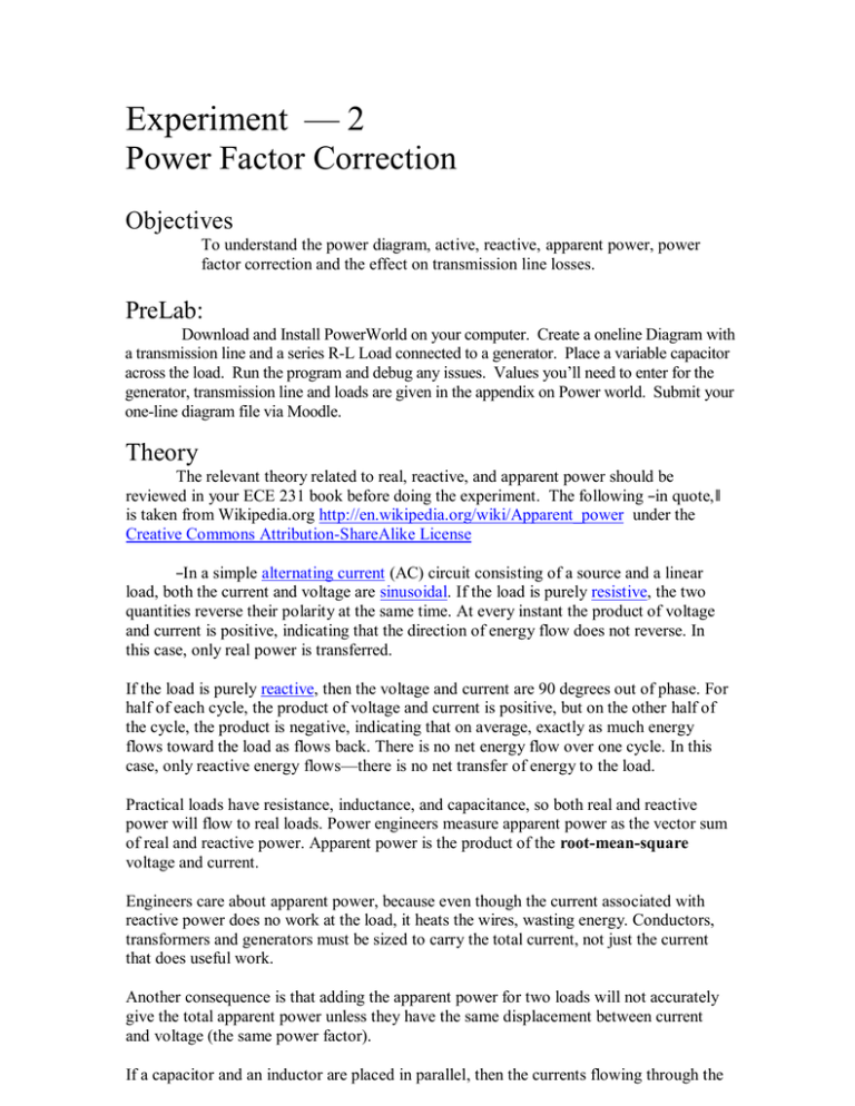 Power Factor Correction Lab Experiment