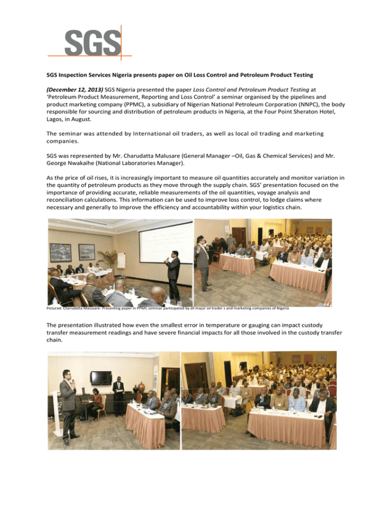 Oil Loss Control & Petroleum Testing by SGS Nigeria