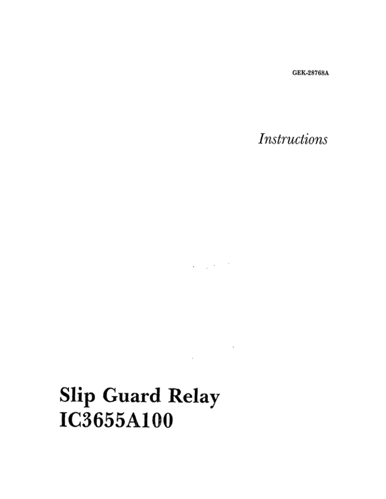 Slip Guard Relay IC3655 Instructions | Motor Protection