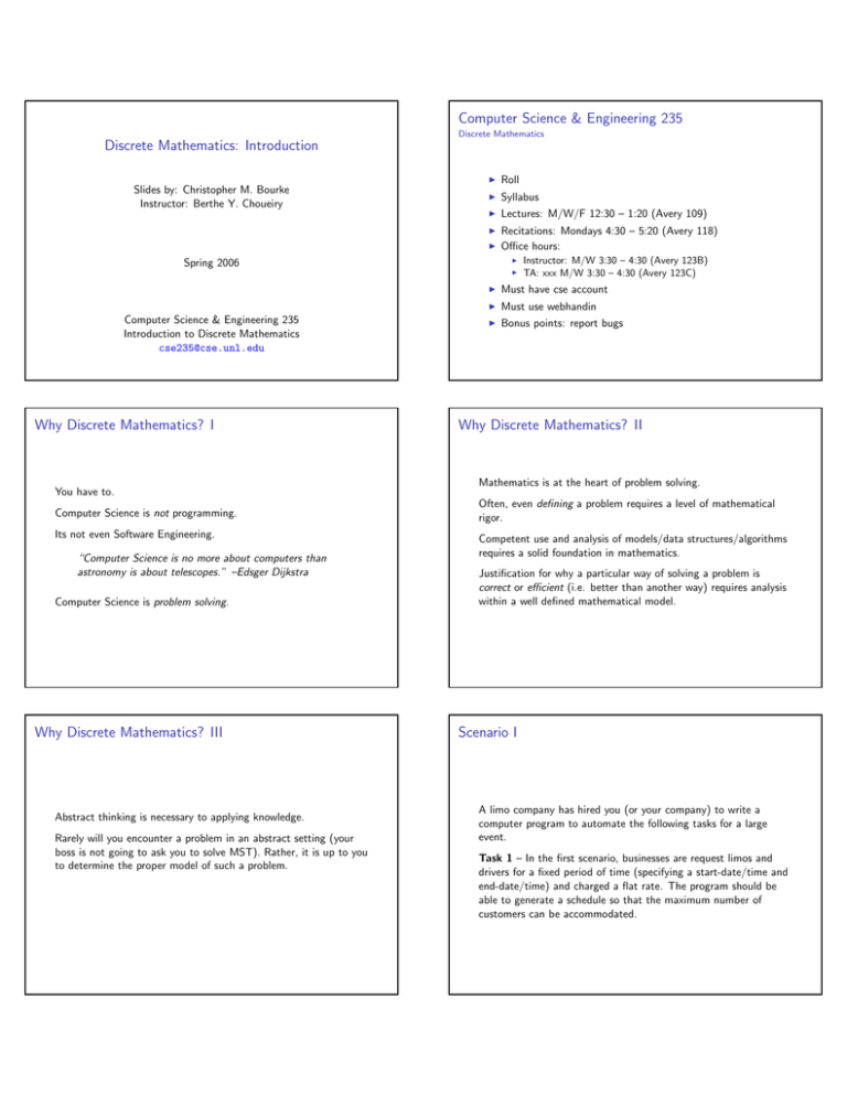 Discrete Mathematics Department Of Computer Science And