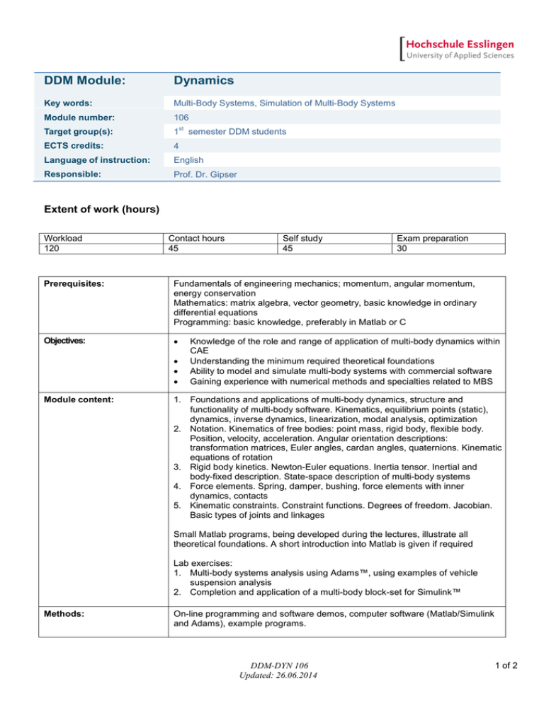 DDM Module: Dynamics