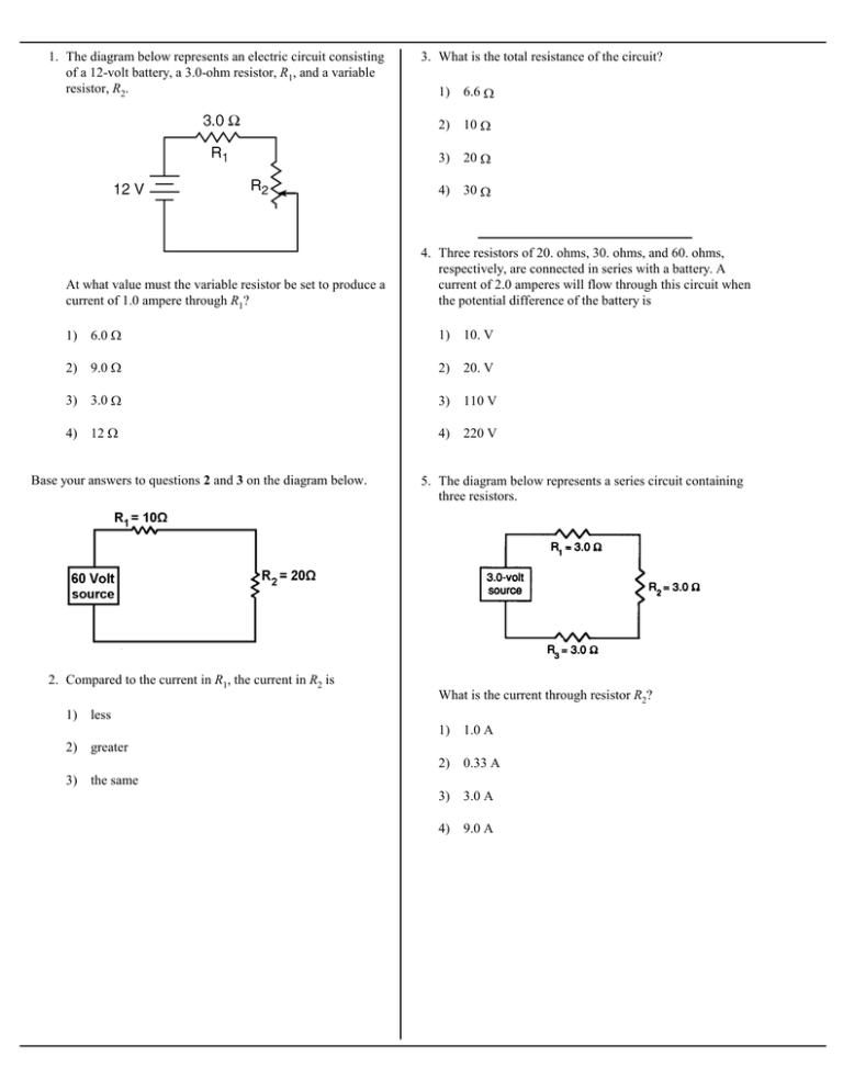 Electrical Circuits Worksheet: Ohm's Law Practice
