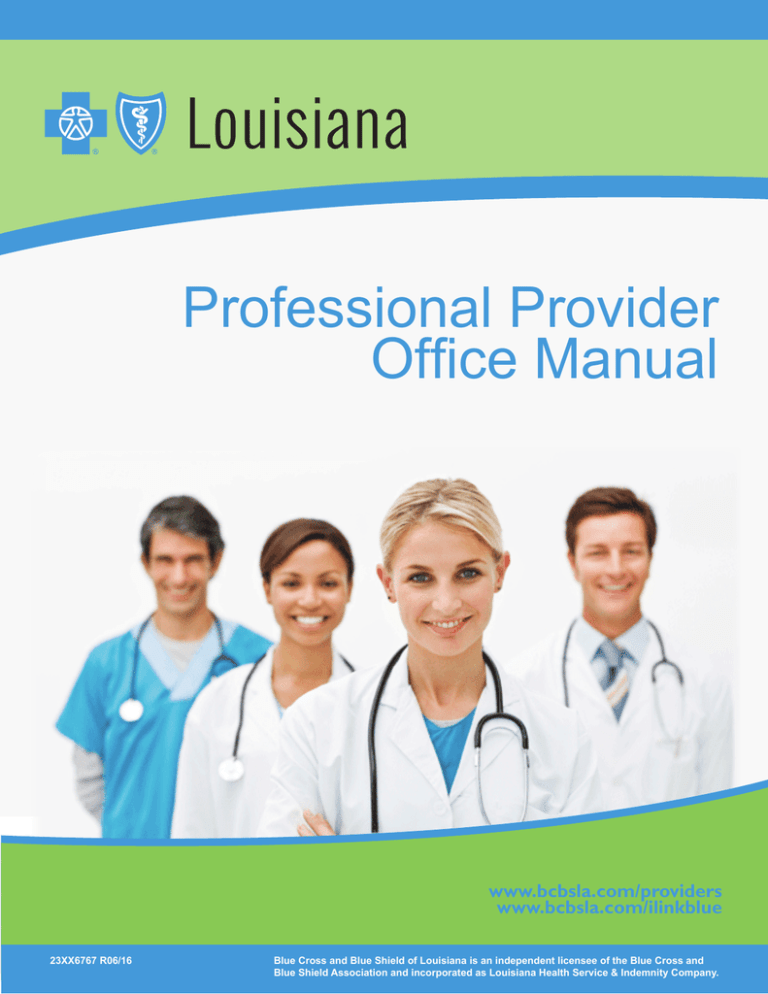 Professional Provider Office Manual - BCBSLA