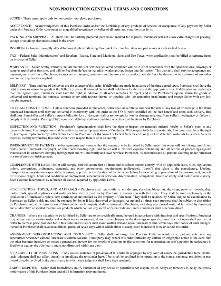 For Non-Production Items and Services