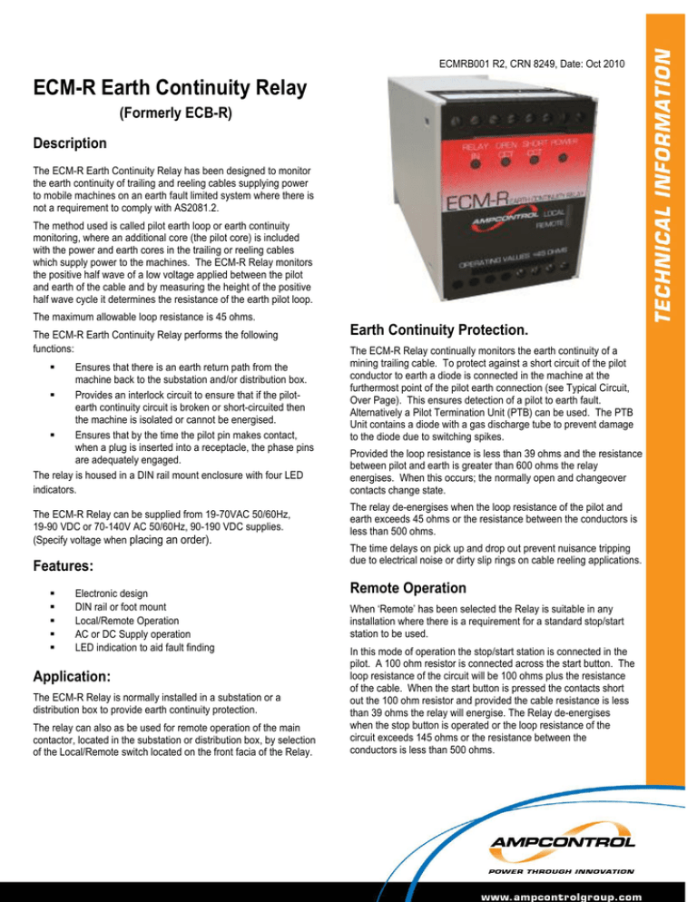 ECM-R Earth Continuity Relay