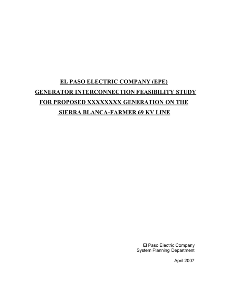 Generator Interconnection Feasibility Study - El Paso Electric