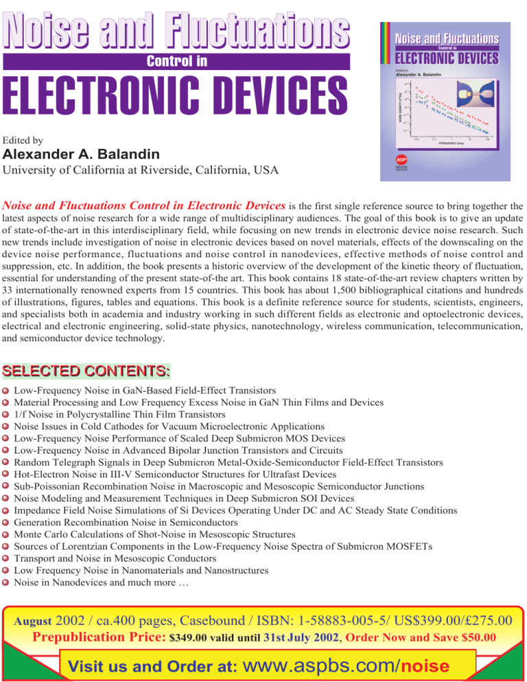 Noise & Fluctuations Control in Electronic Devices