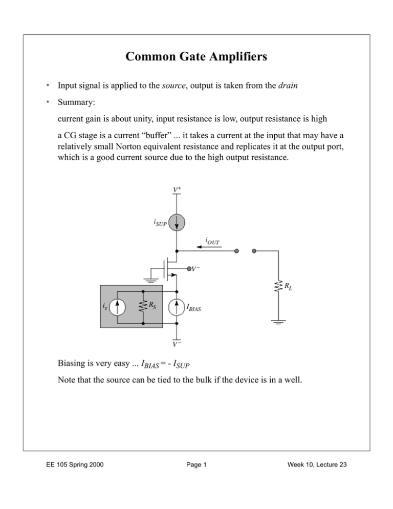 Common Gate Amplifiers: Analysis & Design Tradeoffs