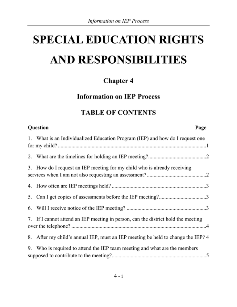 special education rights and responsibilities