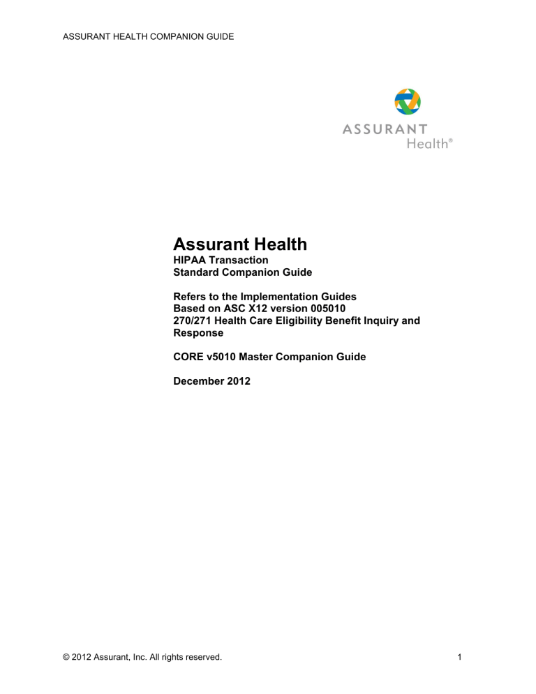 Assurant Health HIPAA 270/271 Companion Guide