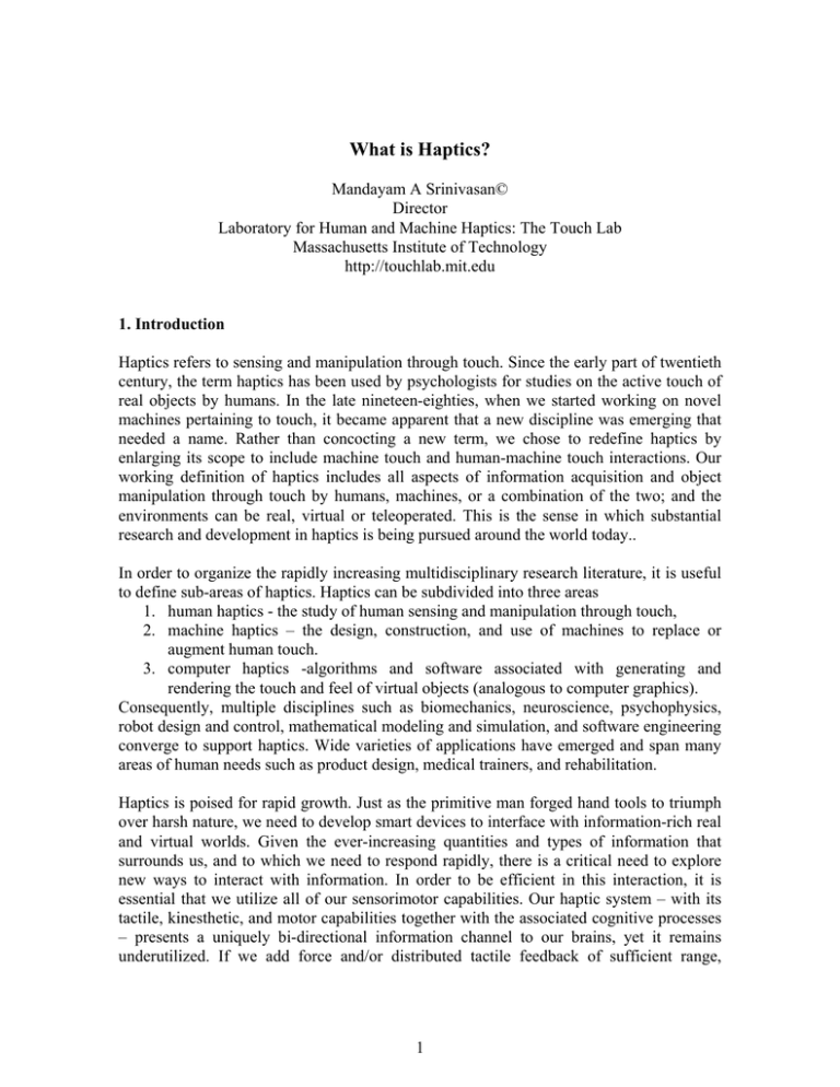 What is Haptics?