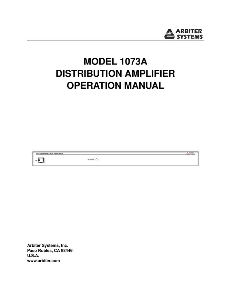 Manual - Arbiter Systems ® , Inc.