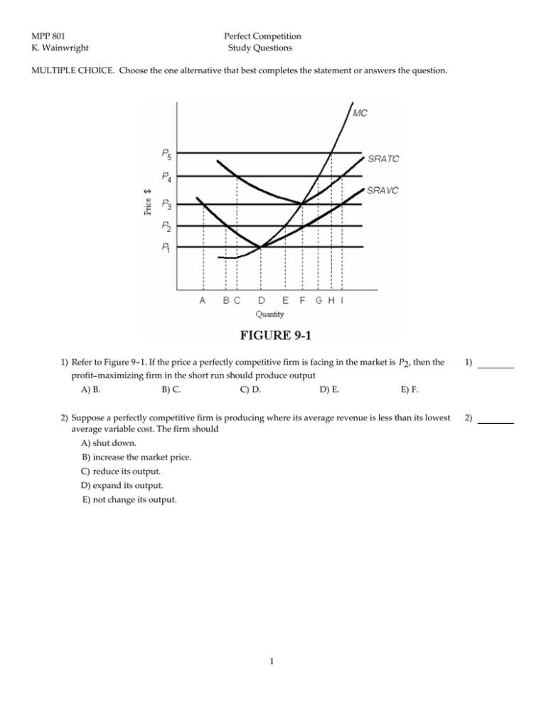 Perfect Competition: Study Questions & Multiple Choice