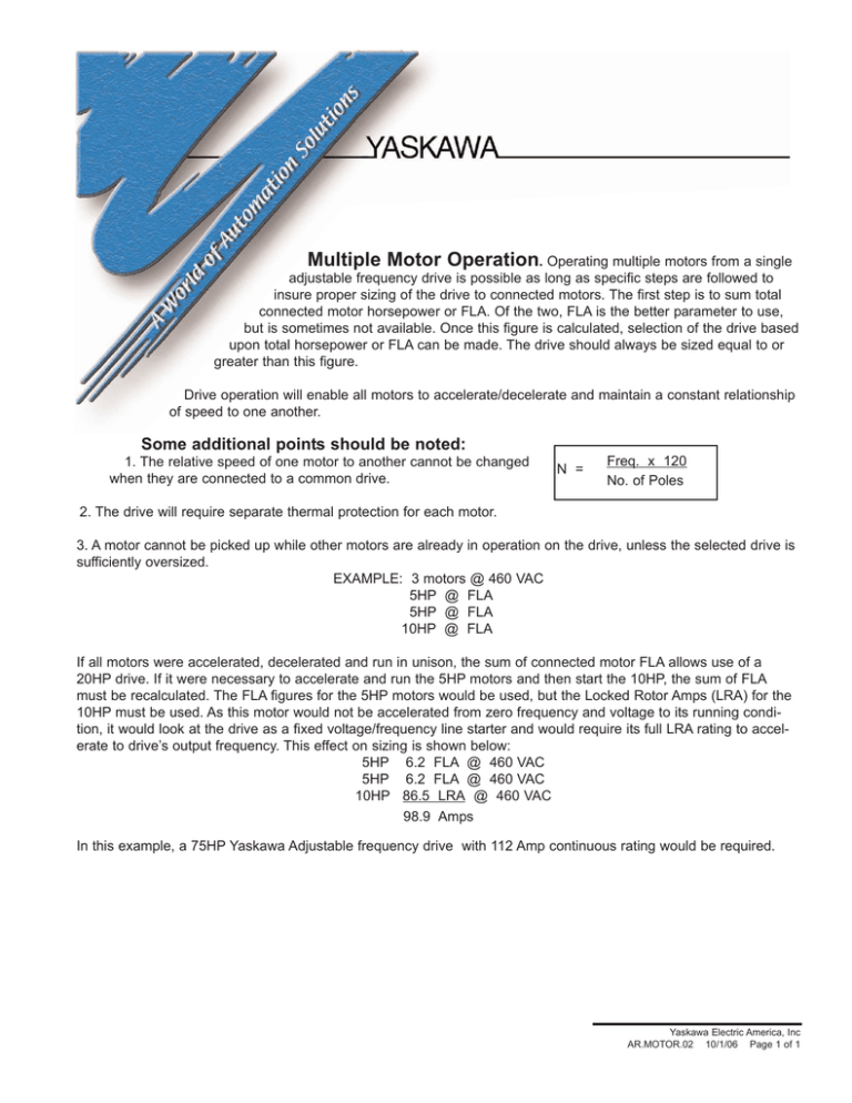 Multiple Motor Operation.