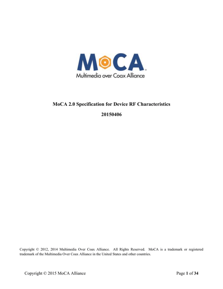 MoCA 2.0 RF Device Specification