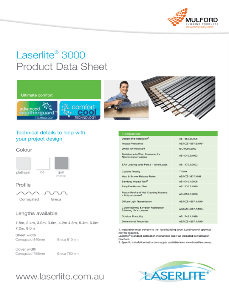 Laserlite 3000 Polycarbonate Roofing Data Sheet